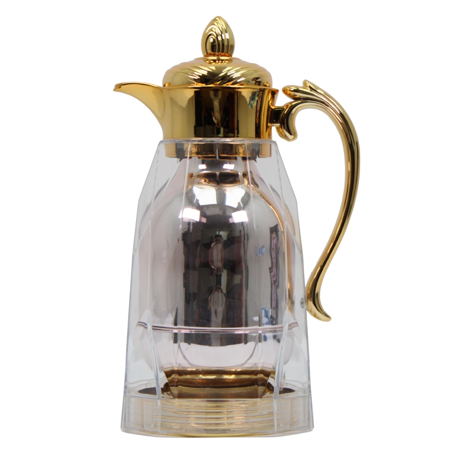 Gold Trim Transparent Arabic Coffee Dallah with Curved Handle – EL ...