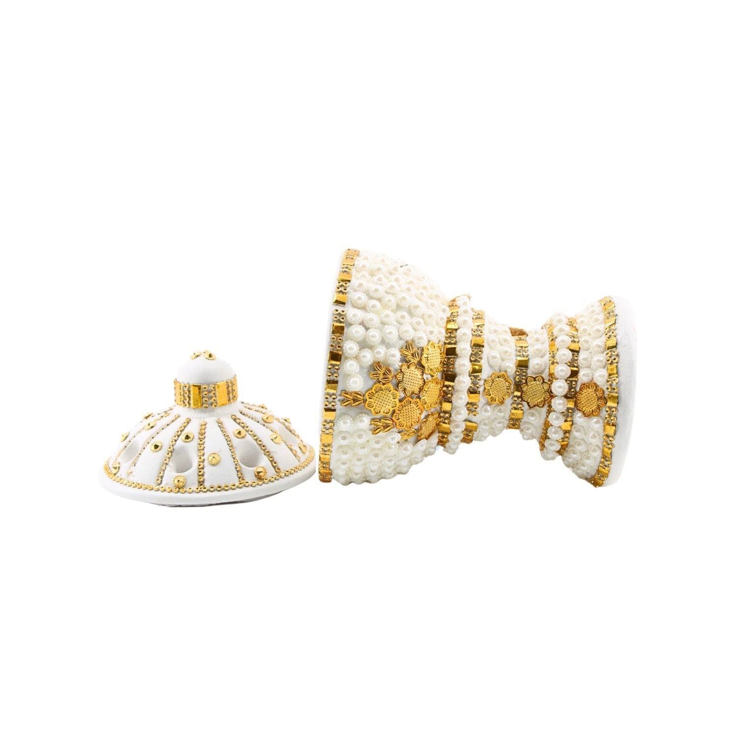 Large White-Gold Traditional Clay Incense Burner - Red Rose – EL ADHAM ...