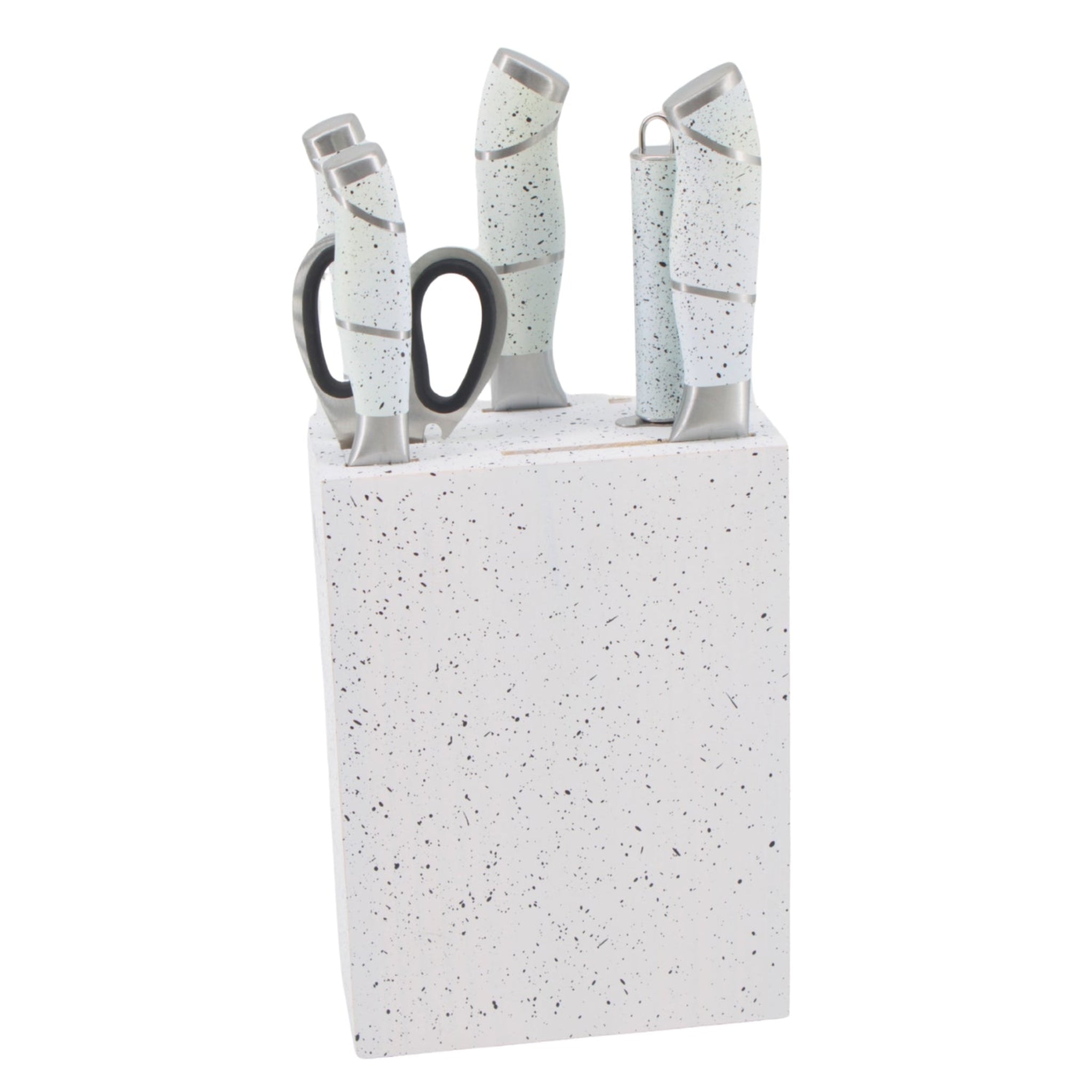 White Granite-Style Stainless Steel Knife Set with – EL ADHAM DISTRIBUTORS