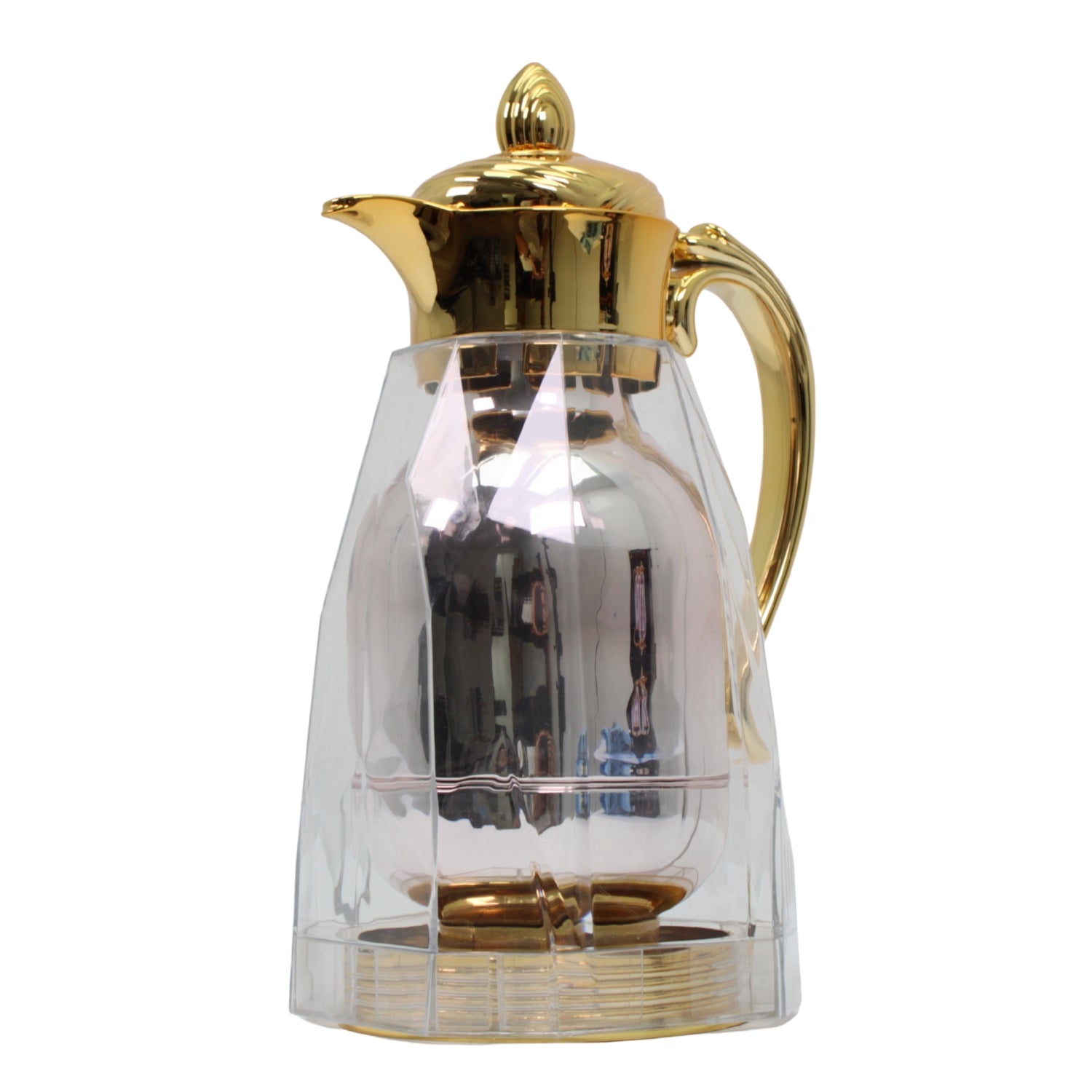 Gold Trim Transparent Arabic Coffee Dallah with Curved Handle – EL ...