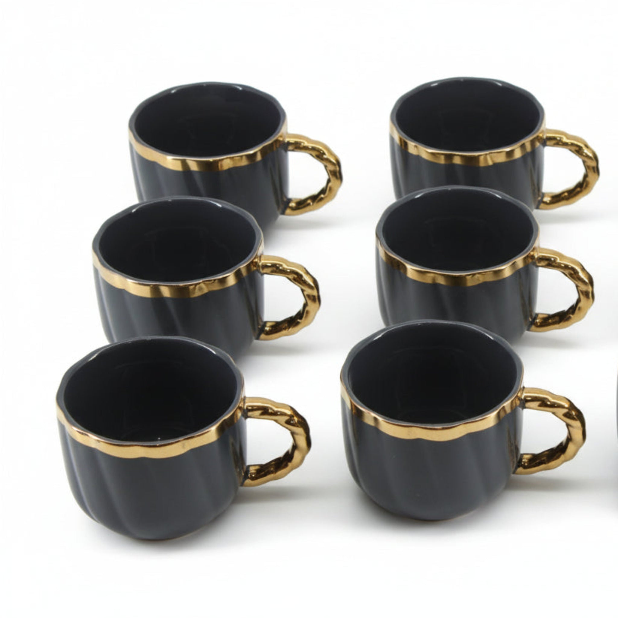 Luxury Gray Tea Cups with Gold Trim – Elegant Porcelain Set – EL ADHAM ...