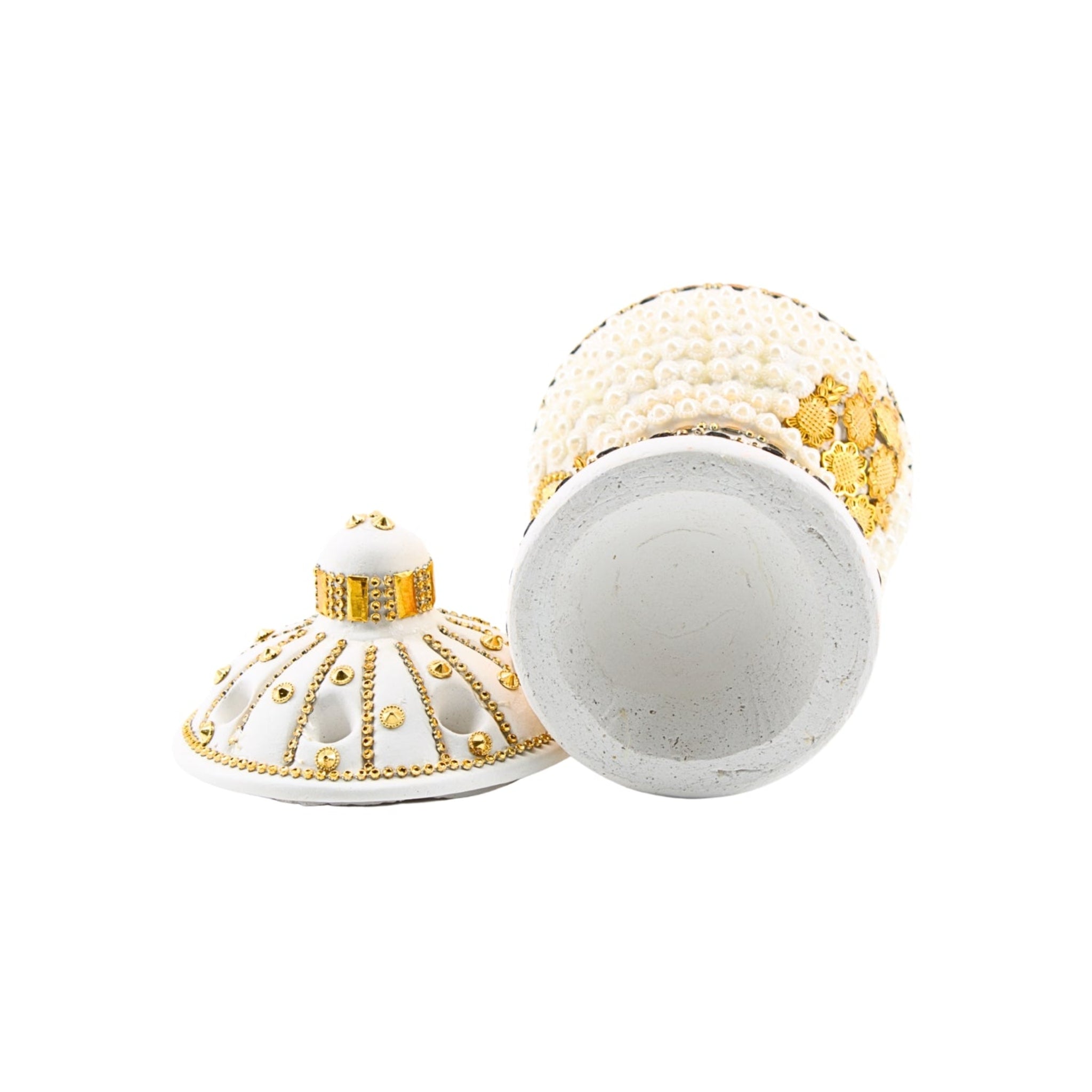 Large White-Gold Traditional Clay Incense Burner - Red Rose – EL ADHAM ...